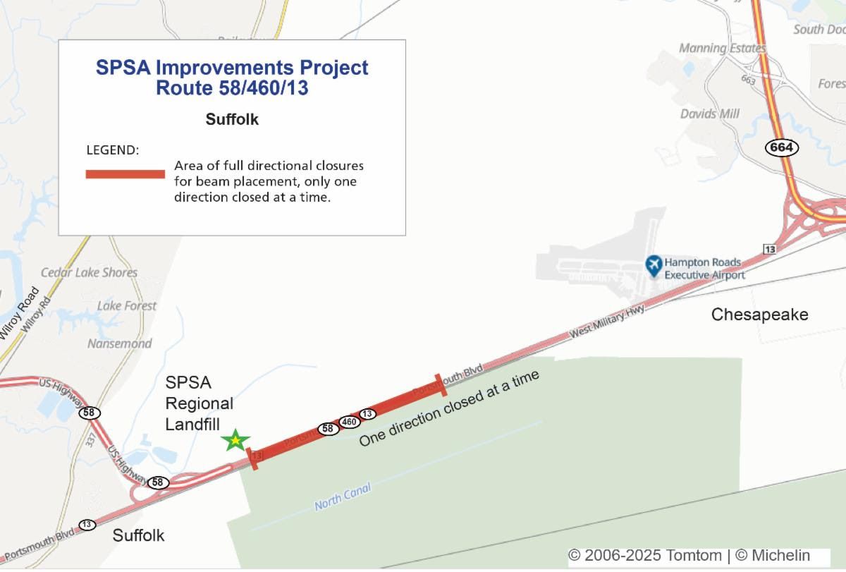VDOT announces weekend detours as Route 58 flyover bridge construction...