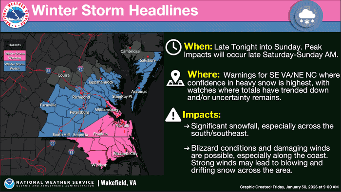 Southeast Virginia faces heavy snow, dangerous wind chills under Winte...