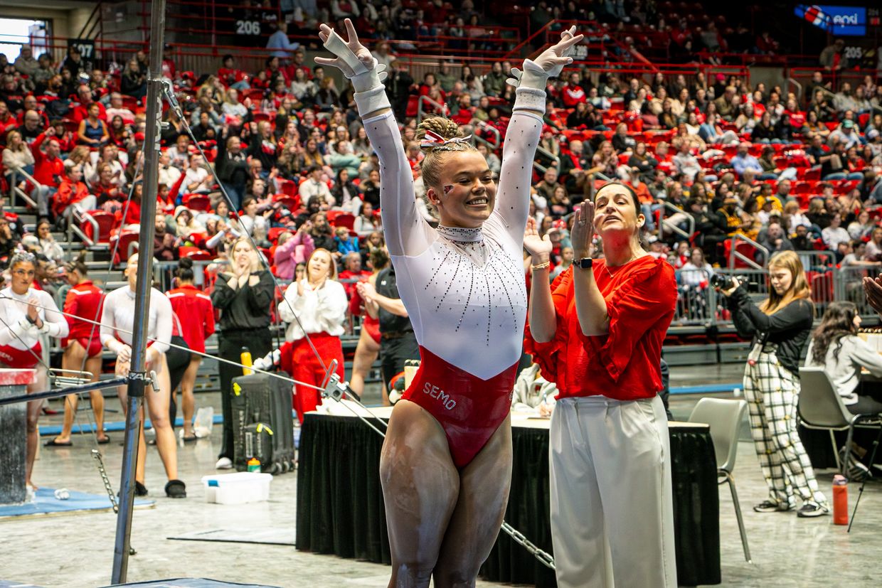 Season-high score of 194.500 earns SEMO Gymnastics third at home quad-...
