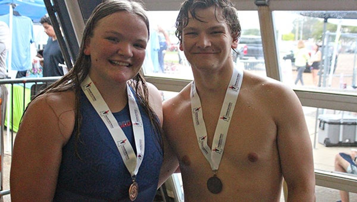 St. Al's Olivia and Matthew Busby medal at MAIS state swim m...