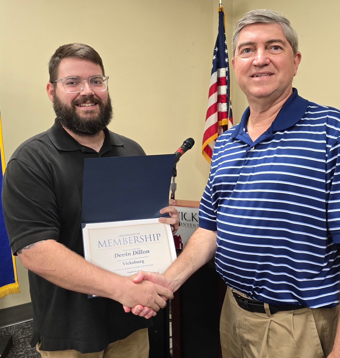 AROUND TOWN: Devin Dillon inducted into Vicksburg Kiwanis Club