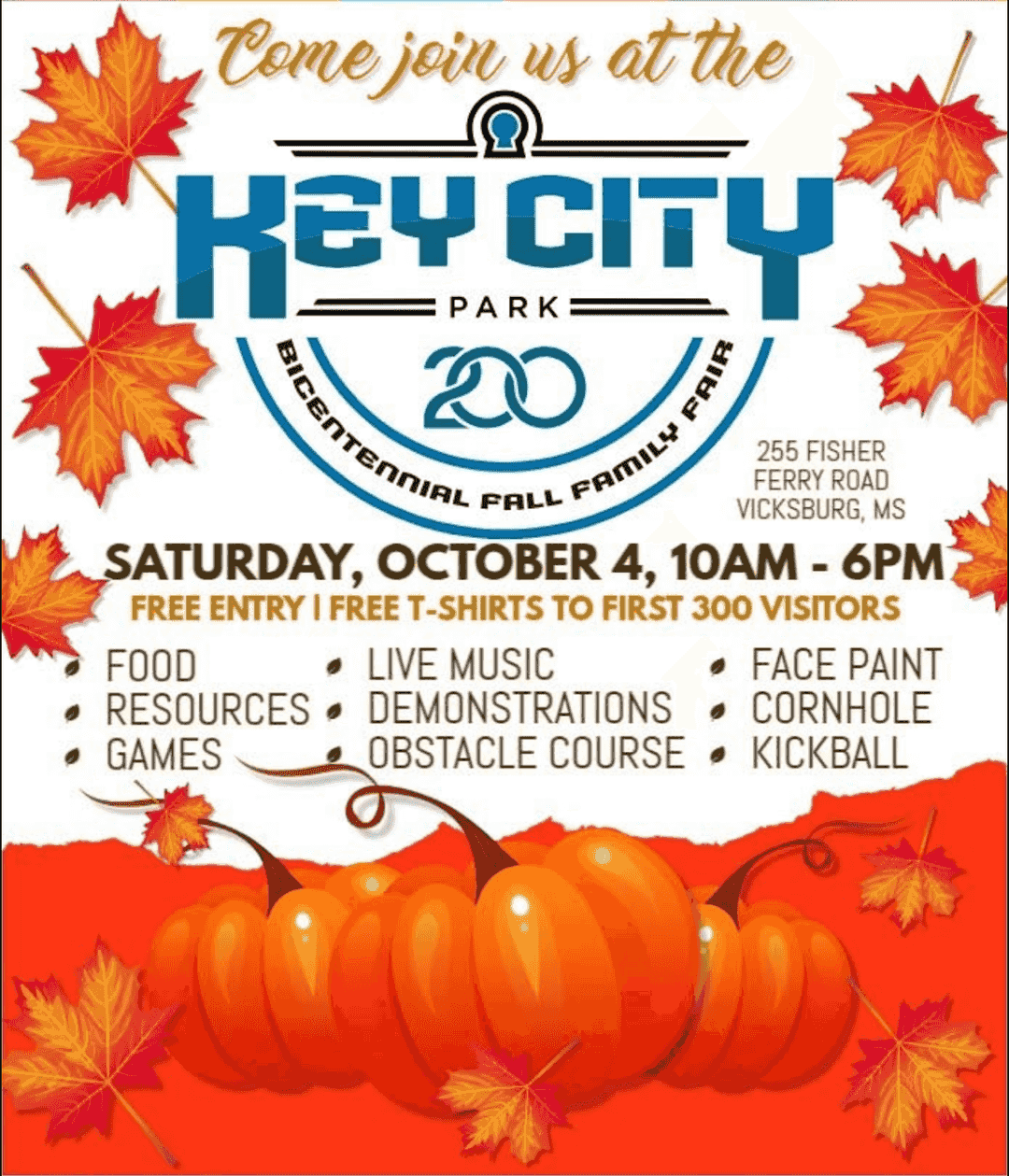 Vicksburg to Celebrate 200 Years with Fall Family Fair on Saturday