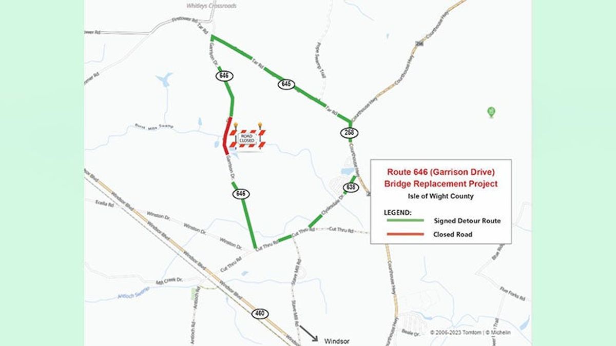 Bridge replacement to shut down portion of Route 646
